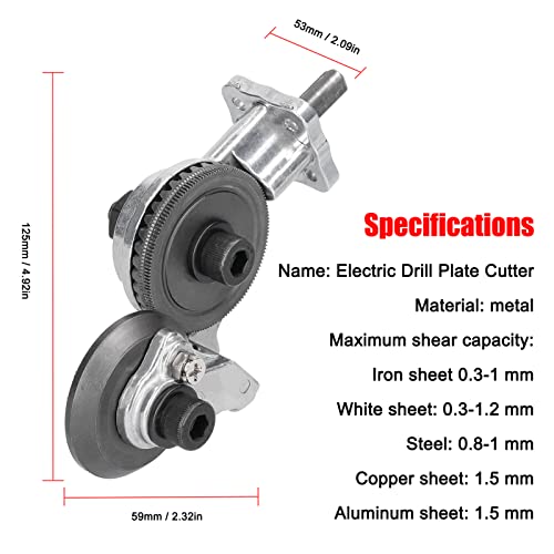 Geevorks Electric Drill Plate Cutter, 2024 New Metal Nibbler Drill Attachment with Adapter 0.8mm, DIY Metal Drill Attachment for Cutting Iron, White Sheet, Steel,Copper, Aluminum