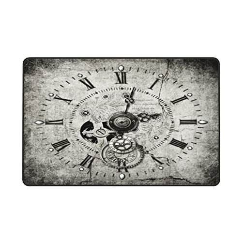Minalo Large Area Rug Decorative Covering Floor,Steampunk Clock,Non Slip Washable Indoor Doormat Soft Area Rugs for Living Room Bedroom 3 x 5Ft
