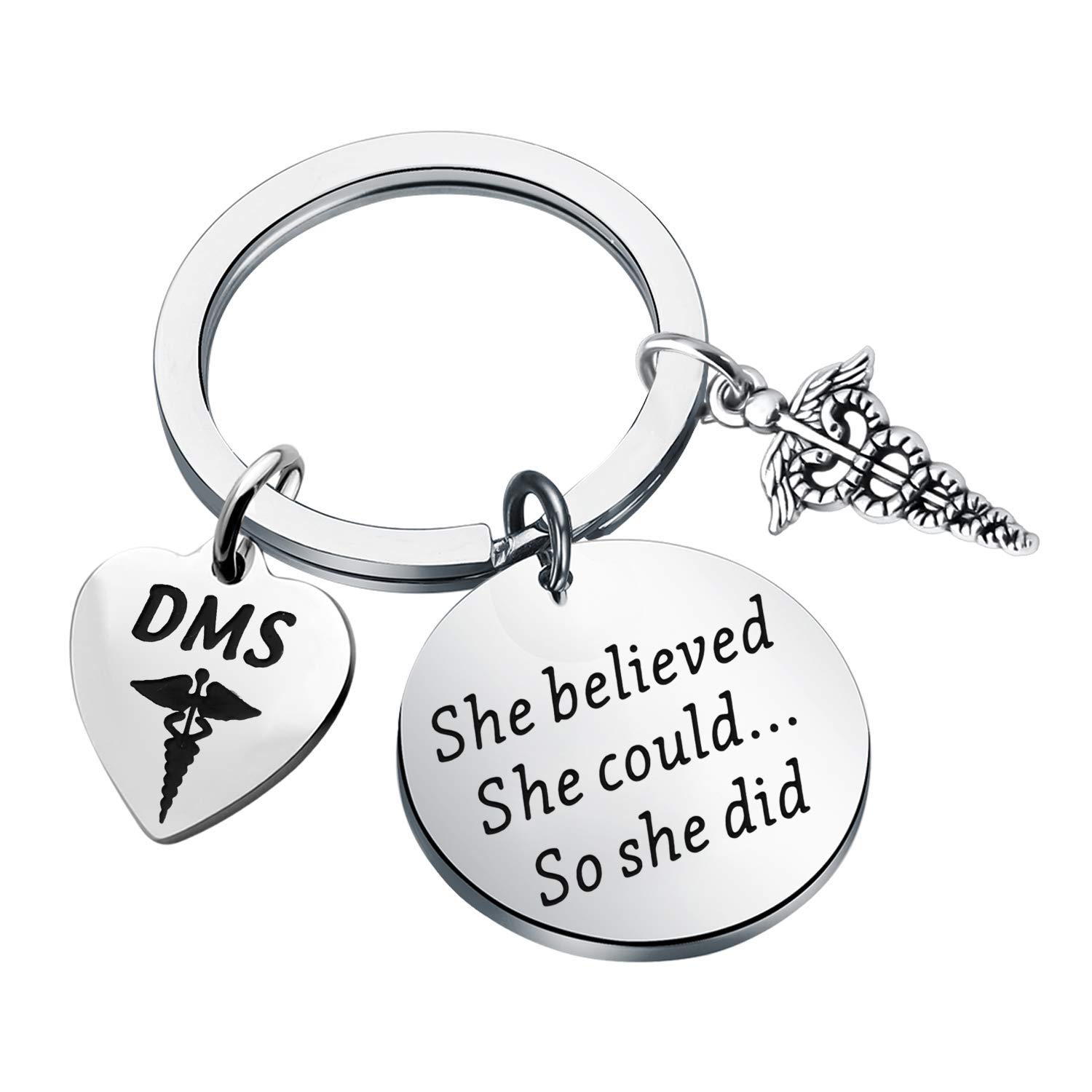 ENSIANTH DMS Gift Diagnostic Medical Sonographer Keychain She Believed She Could So She Did DMS Graduation Gift Health Care Provider Gift (DMS She Believed KR)