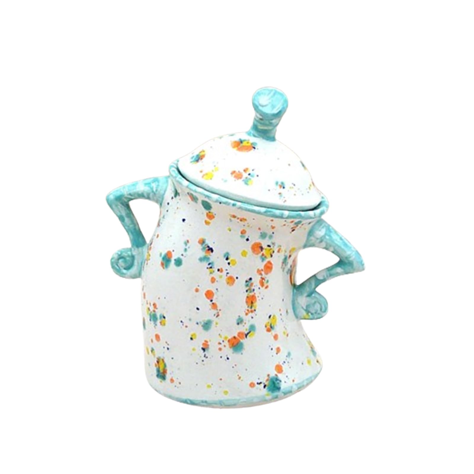 LAODOU Canister With Attitudeļ¼Large Ceramics Jar With Lid,Cute Sassy Tea Pot Storage Canister With Airtight Lid Fun Food Storage Jar Stylish Teapot, For Coffee Tea Sugar Spices And More (Cyan)