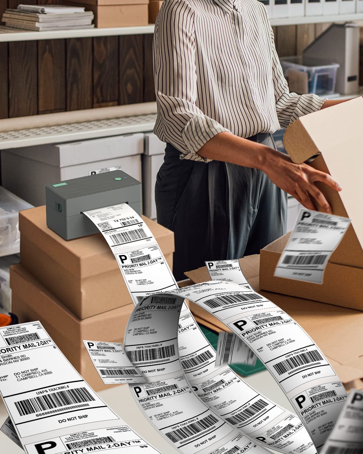 paperang Bluetooth Thermal Printer for Shipping Label (4 x 6 in), 203 DPI Portable Sticker Label Maker, Wireless Printing from iOS & Android Phone via App, Connect Mac & Windows OS with USB