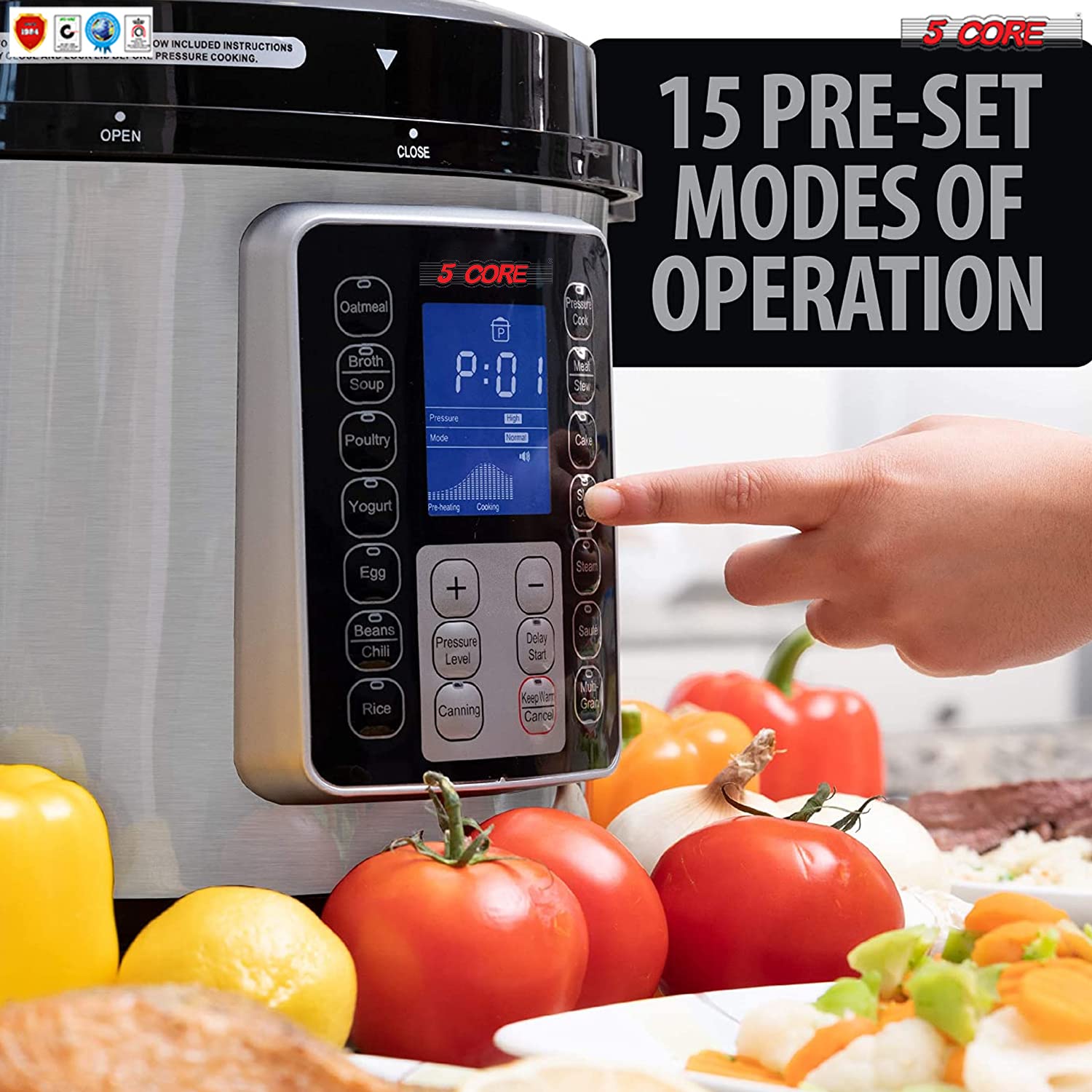 Electric Pressure Cooker Digital Instant Programmable Multicooker Pressure Pot 6 Quart 15 IN ONE Pot 5 Core EPC6QT ⭐⭐⭐⭐⭐Ratings ✔️ Best Deal 👍 (EPC-6QT)