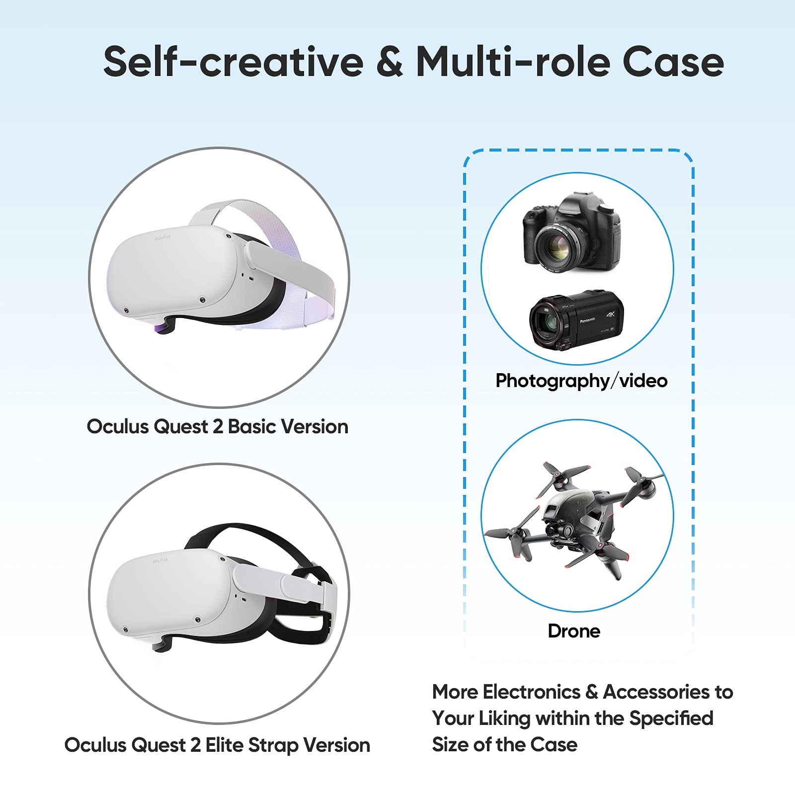 GAGITERVR Large Hard Carrying Case Compatible with Meta Quest 2/Quest 3 Headset and Accessories, Travel Case with Customizable Foam Fits Controller and Other Accessories