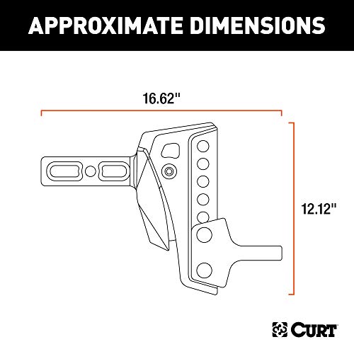 CURT 45949 Rebellion XD Adjustable Cushion Hitch Ball Mount 2-Inch Receiver, 15,000 lbs., 6-Inch Drop