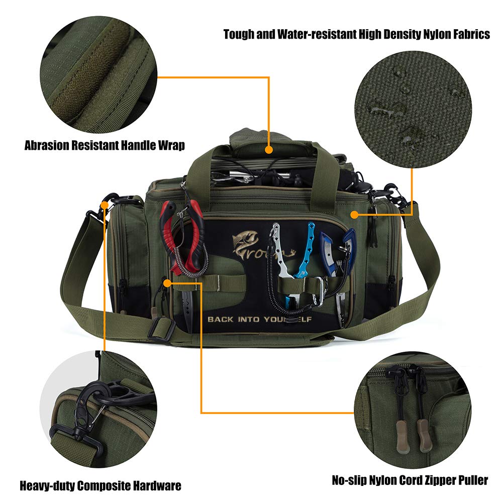Croch Fishing Tackle Bags with 8 Trays Waterproof Tackle Bag Storage (Bag with 8 Trays)