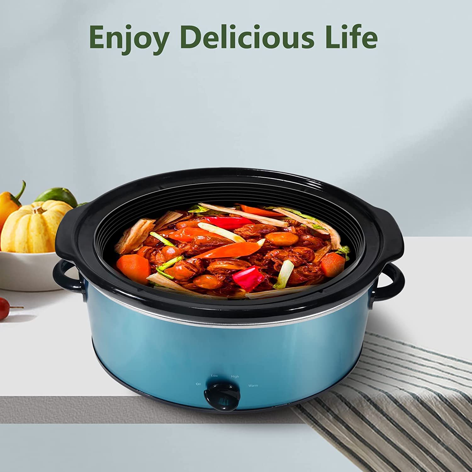 Crock Pot Liners - Silicone Slow Cooker Liners Compatible with 8 QT Crockpots - Reusable, Easy to Wash, Dishwasher and BPA Free - Black