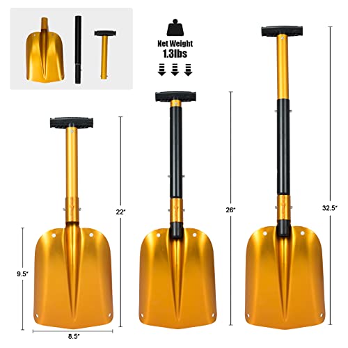 Goplus Snow Shovel for Car, 22”-32.5” Collapsible Portable Emergency Snow Removal Tool for Driveway Snowmobile Trunk, Lightweight Aluminum