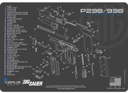 EDOG Range Warrior 27 Pc Gun Cleaning Kit - Compatible with Sig Sauer P238 - Schematic (Exploded View) Mat, Range Warrior Universal .22 9mm - .45 Kit & Tac Book Accessories Set
