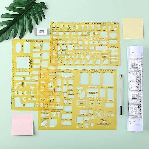 Mr. Pen- House Plan, 3 Pack, Orange, Interior Design and Furniture Templates, Drafting Tools and Ruler Shapes for Architecture, Drafting Tools, Architecture Supplies, Drafting Templates