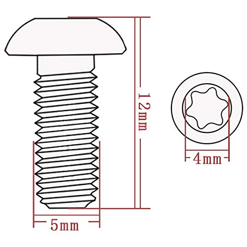 Disc Brake Screw - M5*12 Mountain Bike Disc Brake Fixing Screw with T25 Z-Wrench (Pack of 6), Black, M5*12