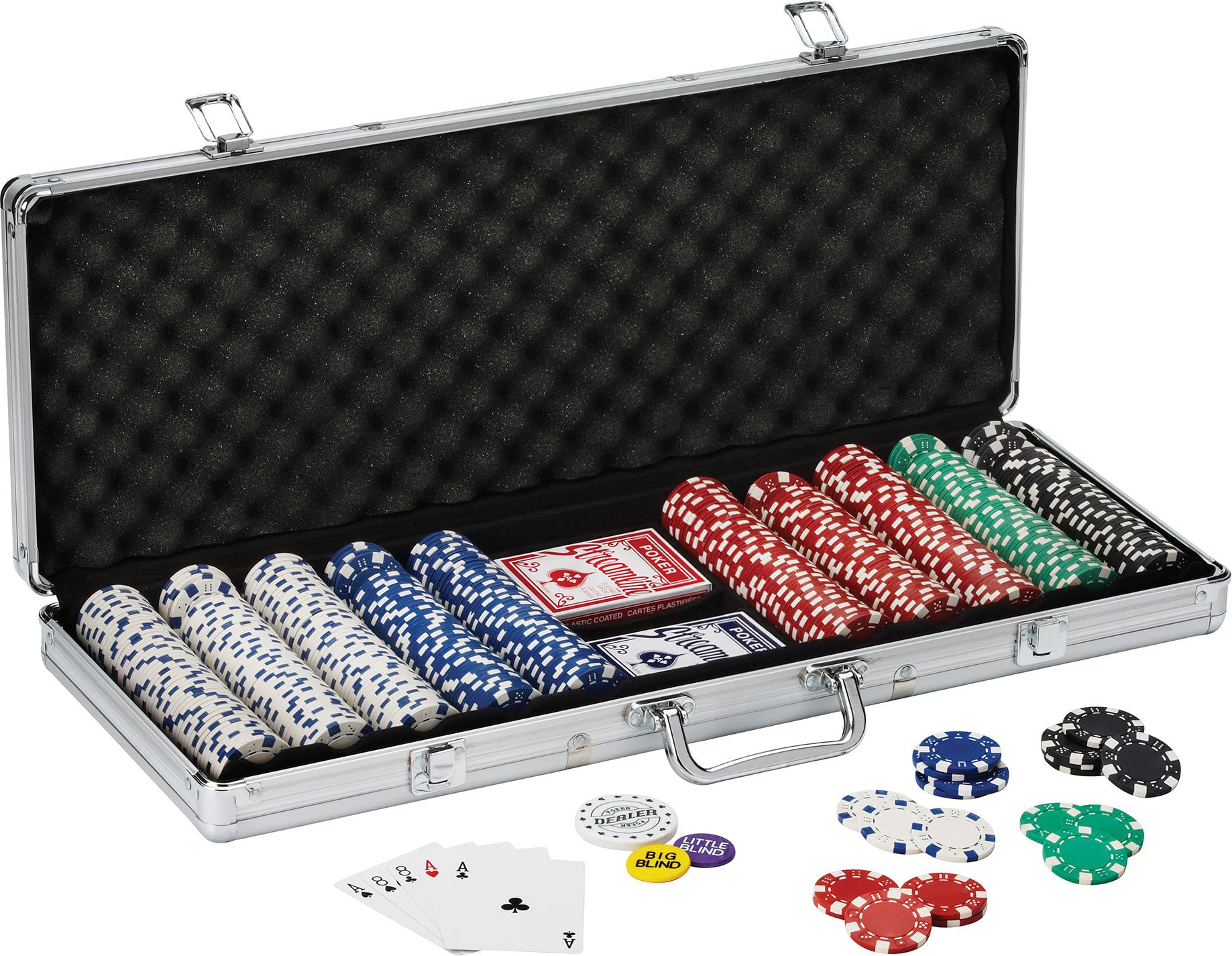 Fat Cat 11.5g Texas Hold'em Claytec Poker Chip Set with Aluminum Case + Bicycle Standard Index Playing Cards (4 Decks)