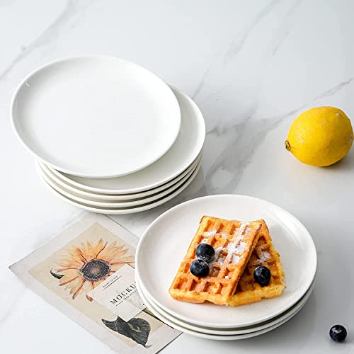 XINLTC 20-Piece Porcelain Dessert Plates, 5.6'' Round Appetizer Plates, Small White Plates for Appetizer, Cake, Sauce, Dinnerware Saucer Sets, Microwave, Oven, Dishwasher Safe