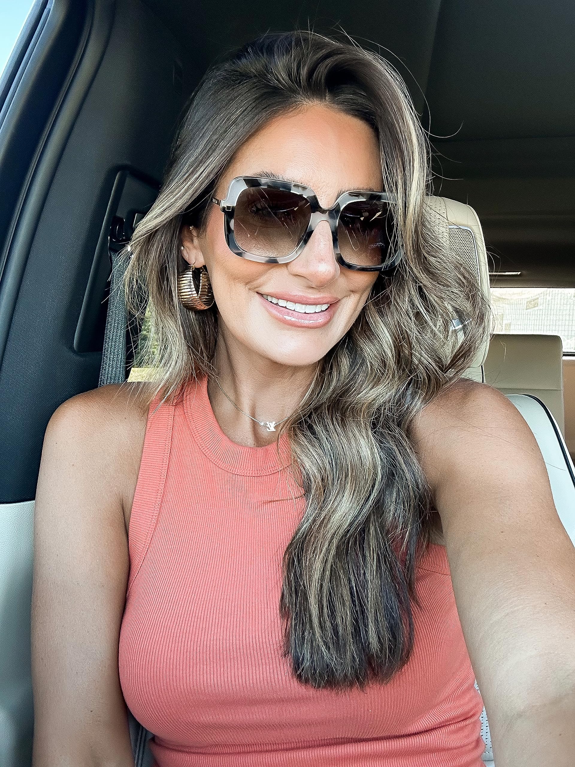 DIFF Sandra Designer Oversized Square Sunglasses for Women UV400 Protection, Kombu + Olive Gradient