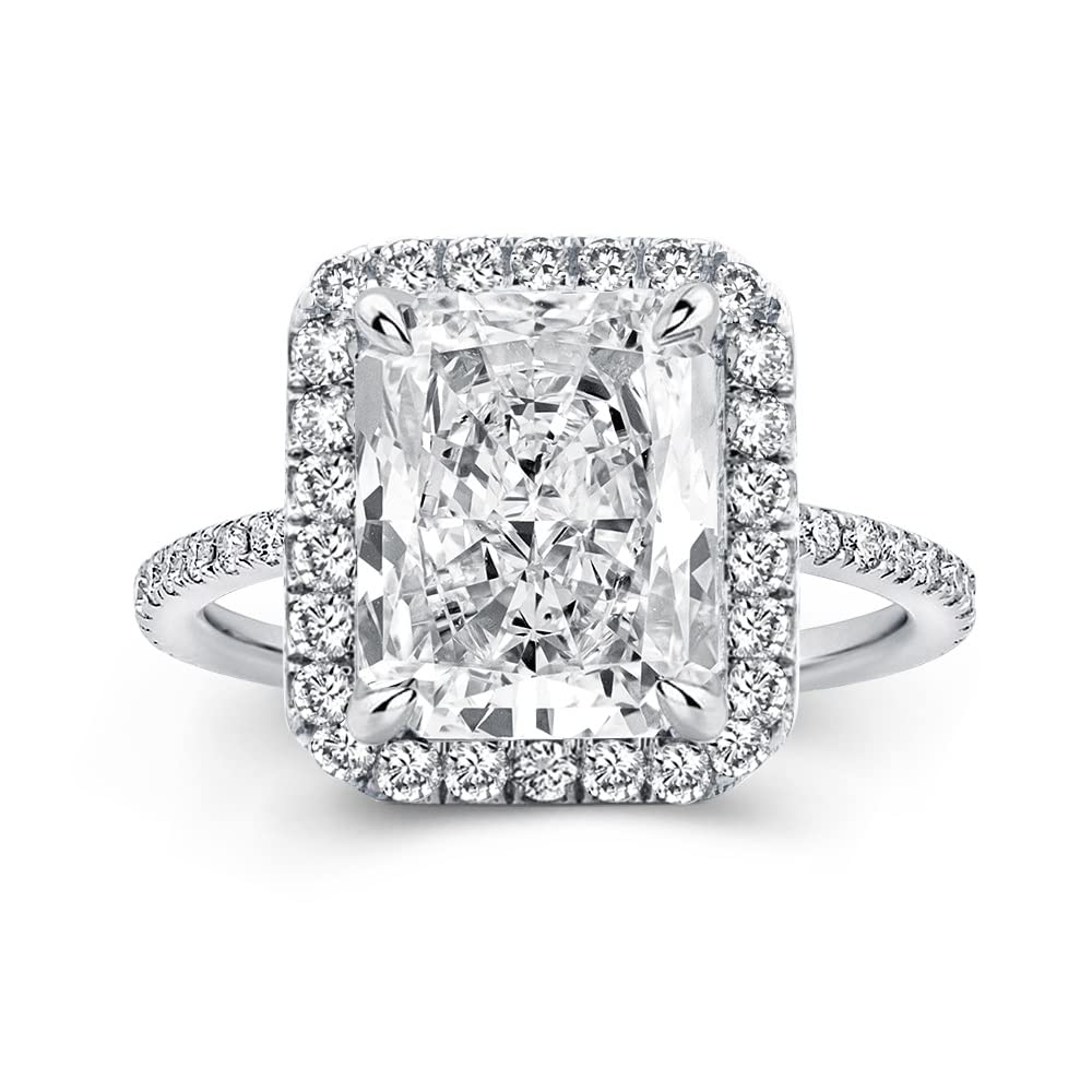 Effinny 3.0 Carat Radiant Cut Engagement Ring Simulated Diamond Ring 925 Sterling Silver 18K White Gold Plated Promise Ring Gift for Wedding Anniversary