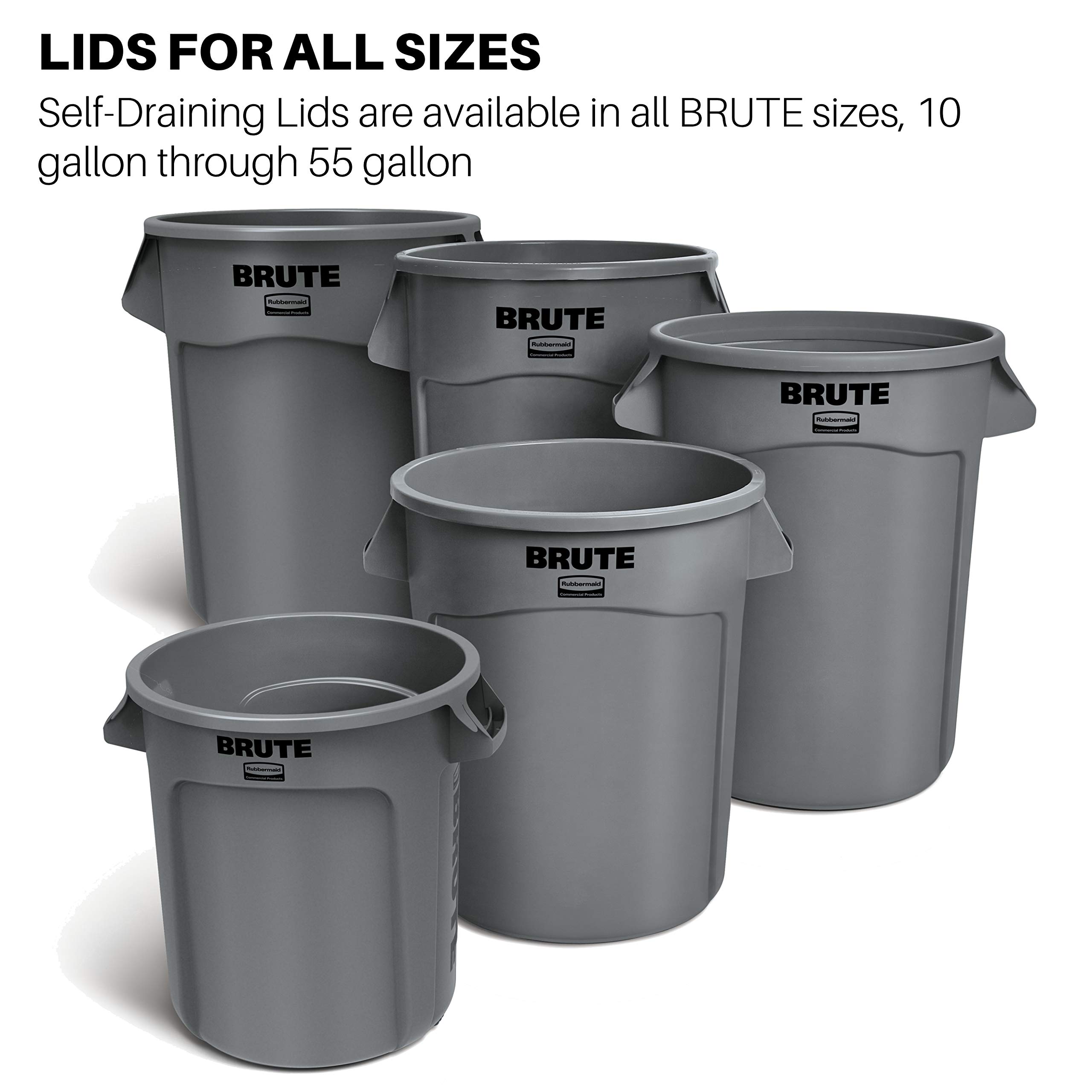 Rubbermaid Commercial FG260900WHT BRUTE Heavy-Duty Round Waste/Utility Container, 10-gallon Lid, White