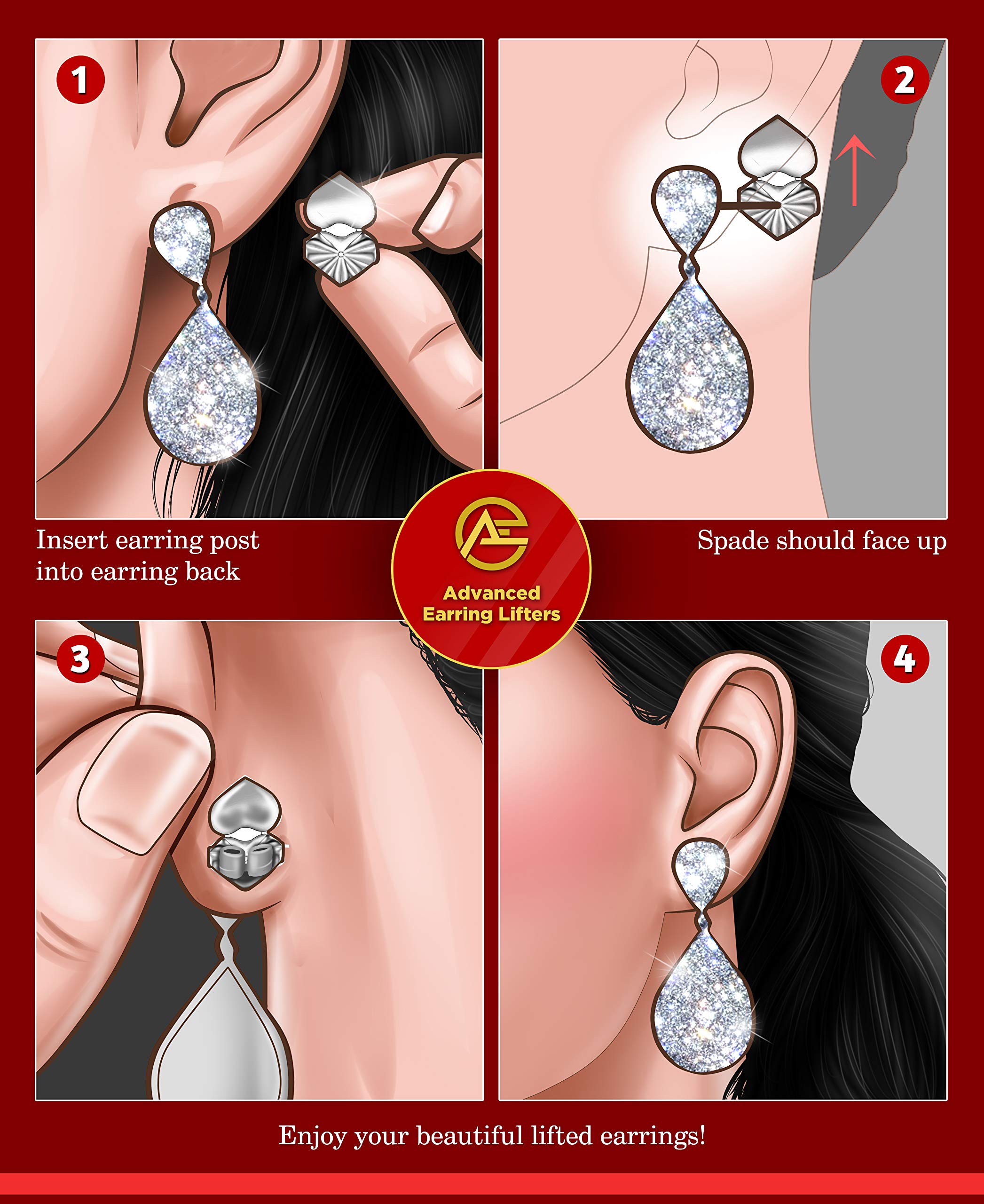 Earring Backs for Droopy Ears 3 Pairs Earring Lifters Backs Earrings Backings 18k Gold Plated Rose Gold Plated Earring Backs for Droopy Ears Ear Lifting Earing Backs Earring Backs for Heavy Earring