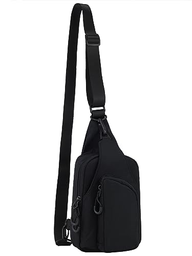 Niumike Small Sling Bag with Adjustable Straps Crossbody Chest Bags Lightweight Water-resistant Daily Backpack for Women Men Casual Outdoor Traveling Hiking, Black
