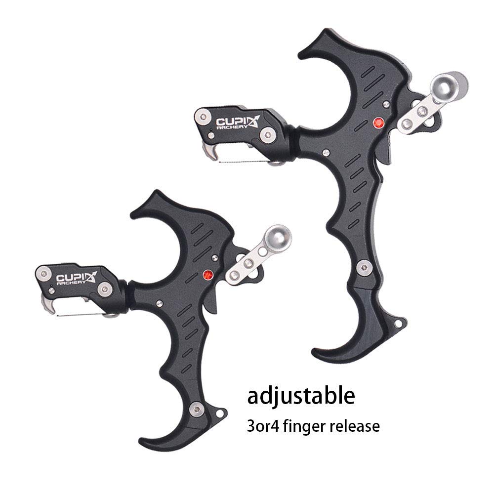 CUPID 360°Rotation Thumb Bow Release, Aluminum Alloy 3&4 Finger Grip Adjustable Archery Release Aids