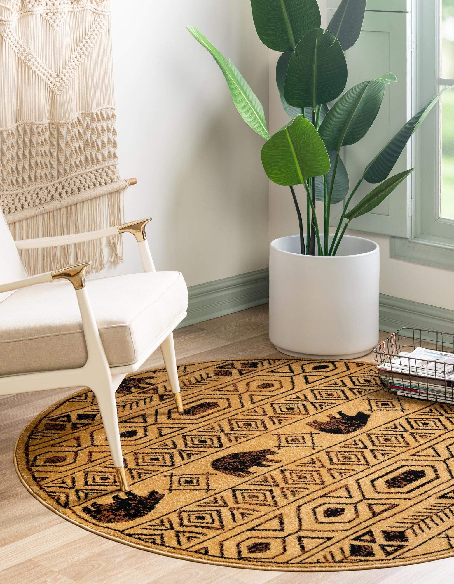 Rugs.com Pioneer Collection Rug – 4 Ft Round Cedar Medium-Pile Rug Perfect for Kitchens, Dining Rooms