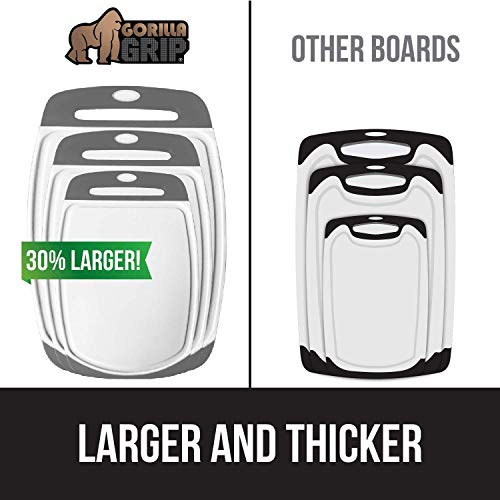 Gorilla Grip Cutting Board Set of 3 and Silicone Oven Mitts Set, Both in Gray Color, 2 Item Bundle