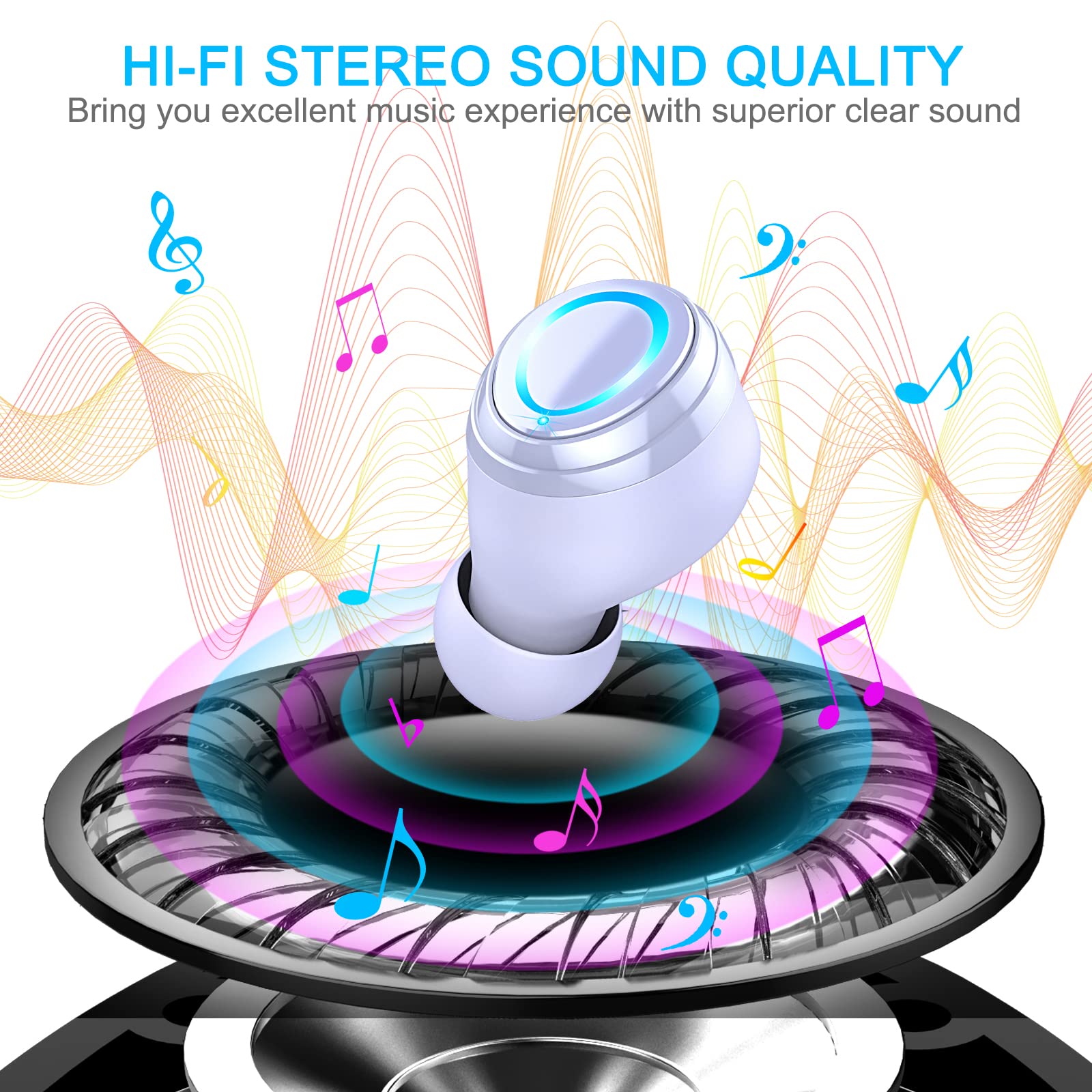 Donerton Wireless Earbud 5.3 Headphones 80 Hours Playtime Earphones with Charging Case, in Ear Headset IP7 Waterproof Earbud Noise Cancelling Microphone, LCD Display, for Working, Purple