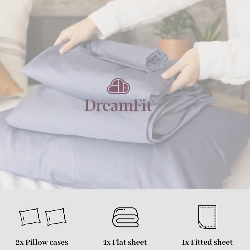 DreamFit DreamCool 100% Pima Cotton Sheets with Elastic Corner Straps 20 Inch Extra Deep Pocket Crafted in USA Bedding Guaranteed to Stay On Luxury Sheets King Sheets Set Ivory