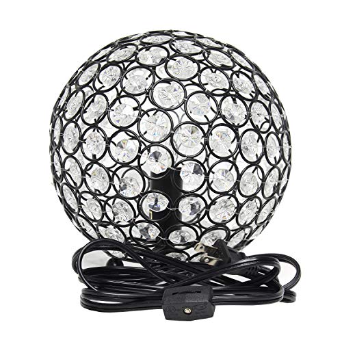 Elegant Designs LT1026-RBZ 8" Elipse Crystal Collection Metal Crystal Ball Sequin Table Desk Lamp for Accent Lighting, Décor, Living Room, Restoration Bronze