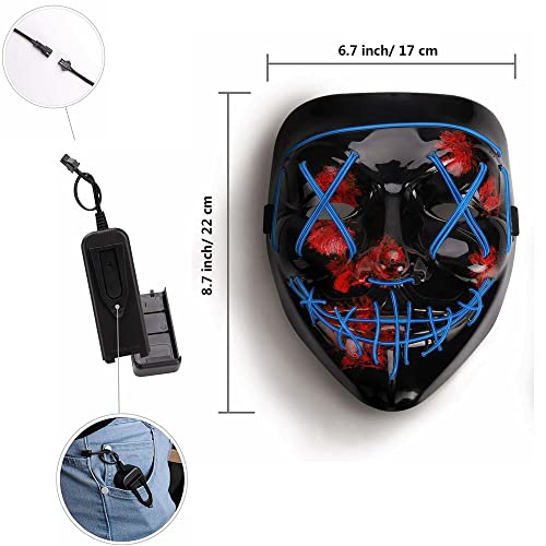 Digcreat Halloween Glowing Mask, LED Light up Masks for Gifts, Festival, Halloween Party(Red)