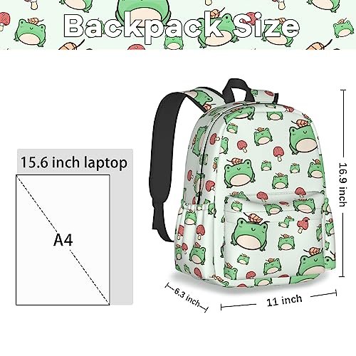 PARN Cute Frog Backpack For Women Men, 16.9 Inch Cute Frog Laptop Backpack College Bag Cute Travel Backpack