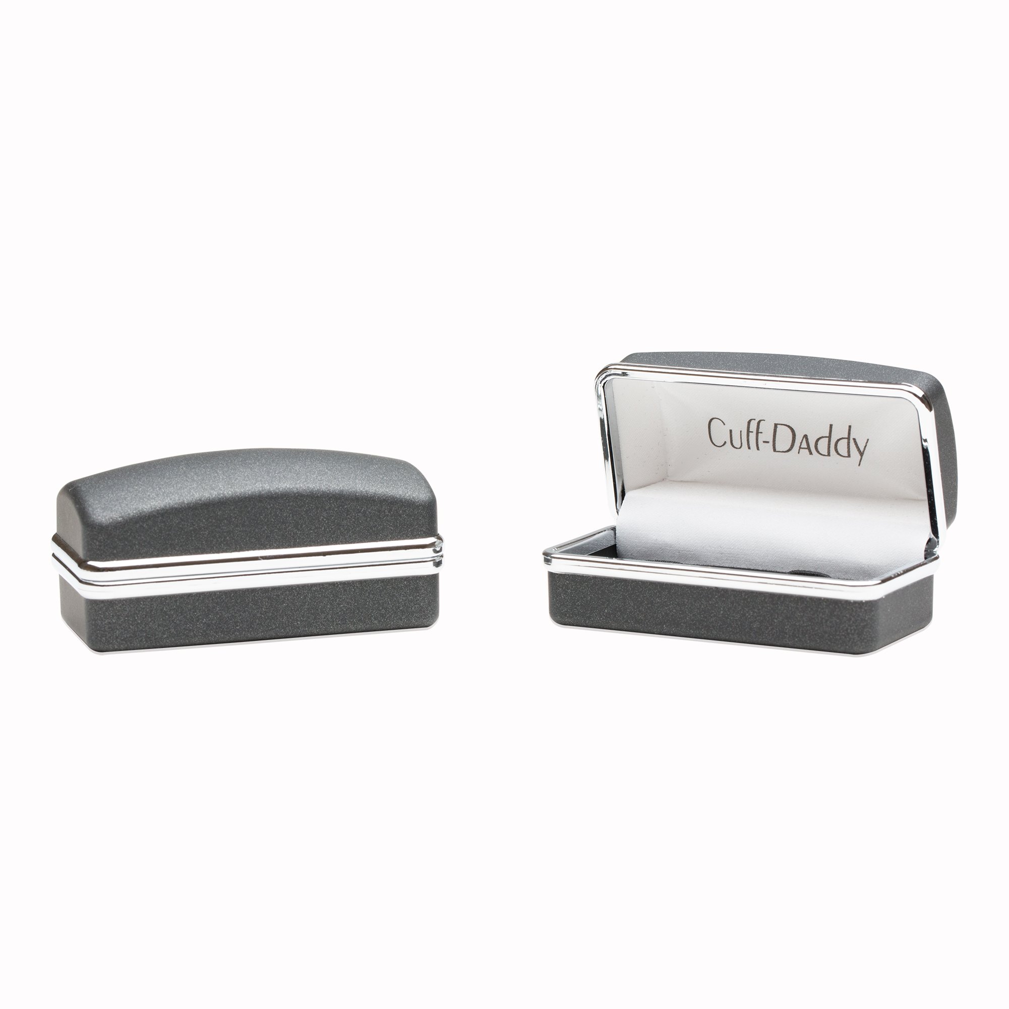 Cuff-Daddy Solid 925 Sterling Silver Black Onyx Cufflinks with Presentation Box Idea Party Special Occasions Wedding Anniversary Suit French Cuff Shirts