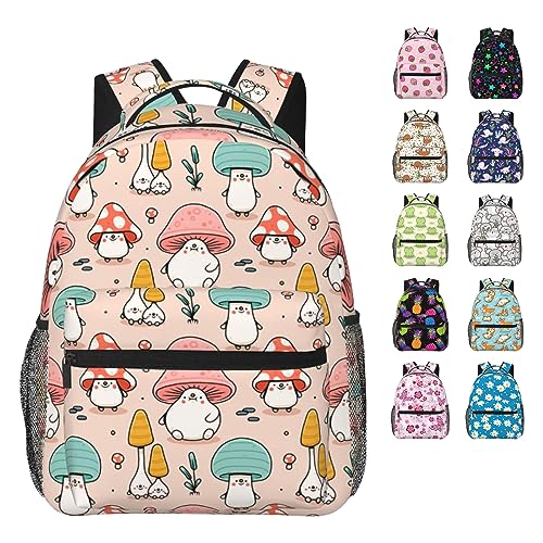 PARN Cute Mushroom Backpack For Women Men, 16.9 Inch Cute Mushroom Laptop Backpack College Bag Cute Travel Backpack