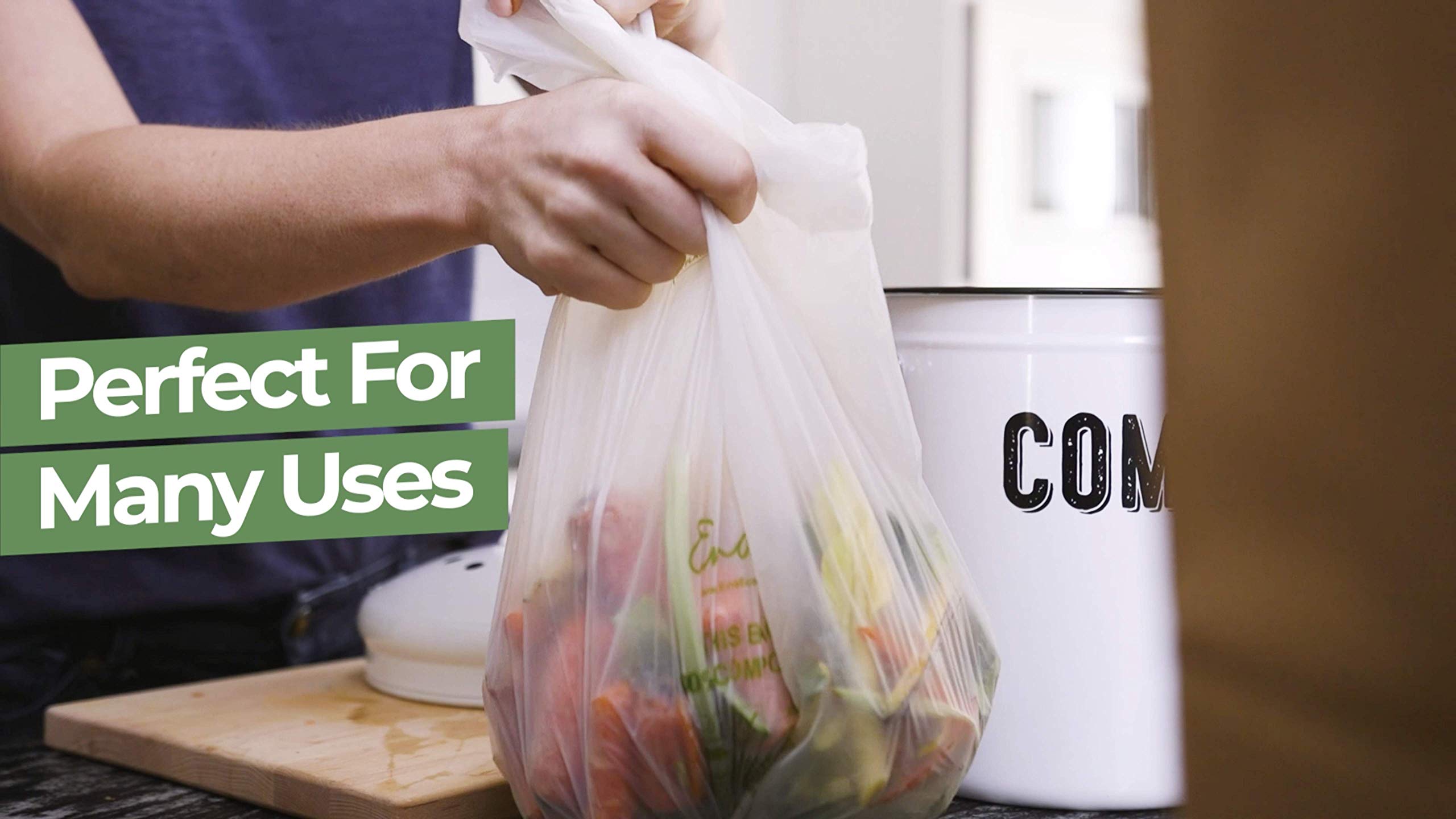 Earth's Natural Alternative 100% Compostable Tall Kitchen [13 Gallon 30 Pack] Eco-Friendly Garbage Bathroom, Trash Compactor Bags, Heavy-Duty, BPI Certified, Biodegradable