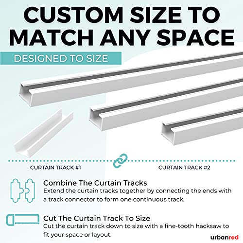 UrbanRed Self Adhesive Ceiling Or Wall Curtain Track (9.8 FT, 3 Meters) - No Drill, Screws, or Tools Curtain Rod, No Damage Curtain Track, Curtain Hangers, Adhesive Curtain Rod (Non-Flexible)