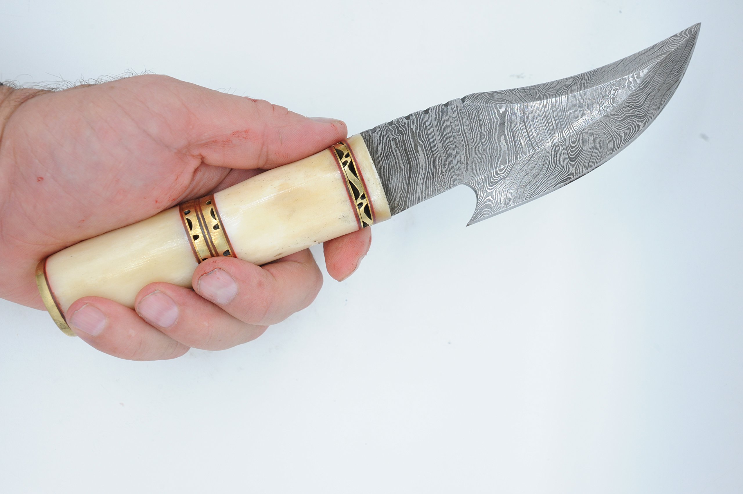 DKC Knives DKC-817 Katmandu Damascus Steel Hunting Knife 13.5oz 5.5" Blade 10.5" Long