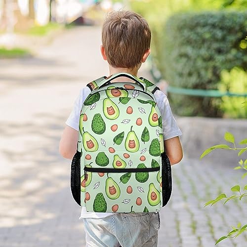 WARMRUG Avocado Girls Backpack for School, 16 inch Green Backpacks for Kids, Cute Lightweight Bookbag for Middle School