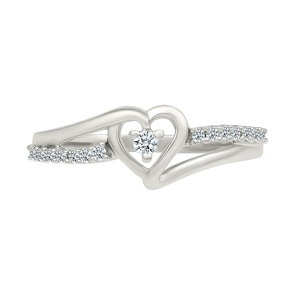 DGOLD Sterling Silver White Round Diamond Fashion Ring (1/10 CTTW), Size 6