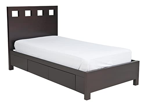 Modus Furniture Solid Wood 2-Side Storage Bed, California King, Riva - Espresso