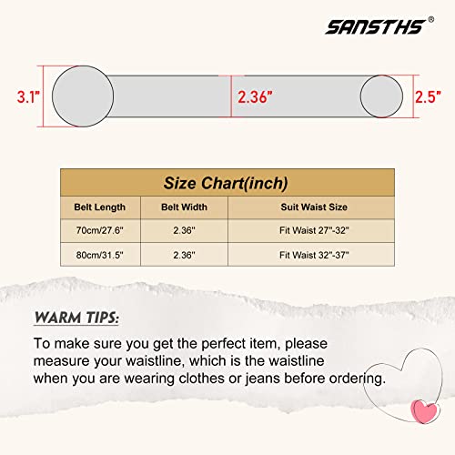 SANSTHS Women Wide Elastic Belt with Gold Buckle for Dress Stretchy Vintage Waist Black Belt, S