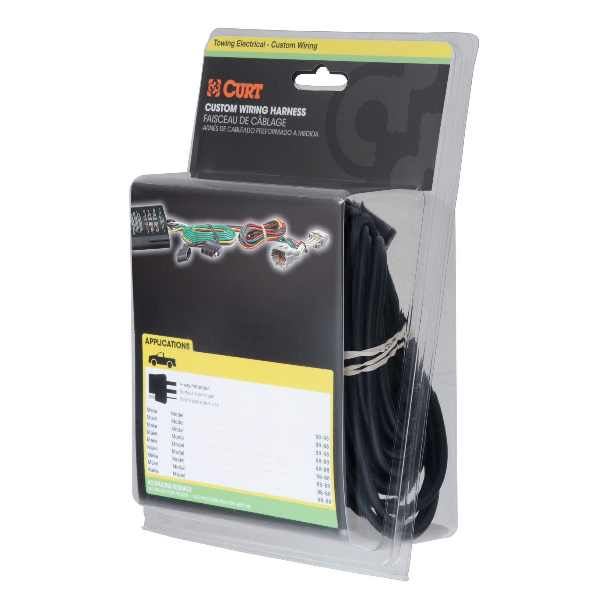 CURT 56329 Vehicle-Side Custom 4-Pin Trailer Wiring Harness, Fits Select Ford Edge, Escape, Freestar, Lincoln MKX, Mazda Tribute , Black
