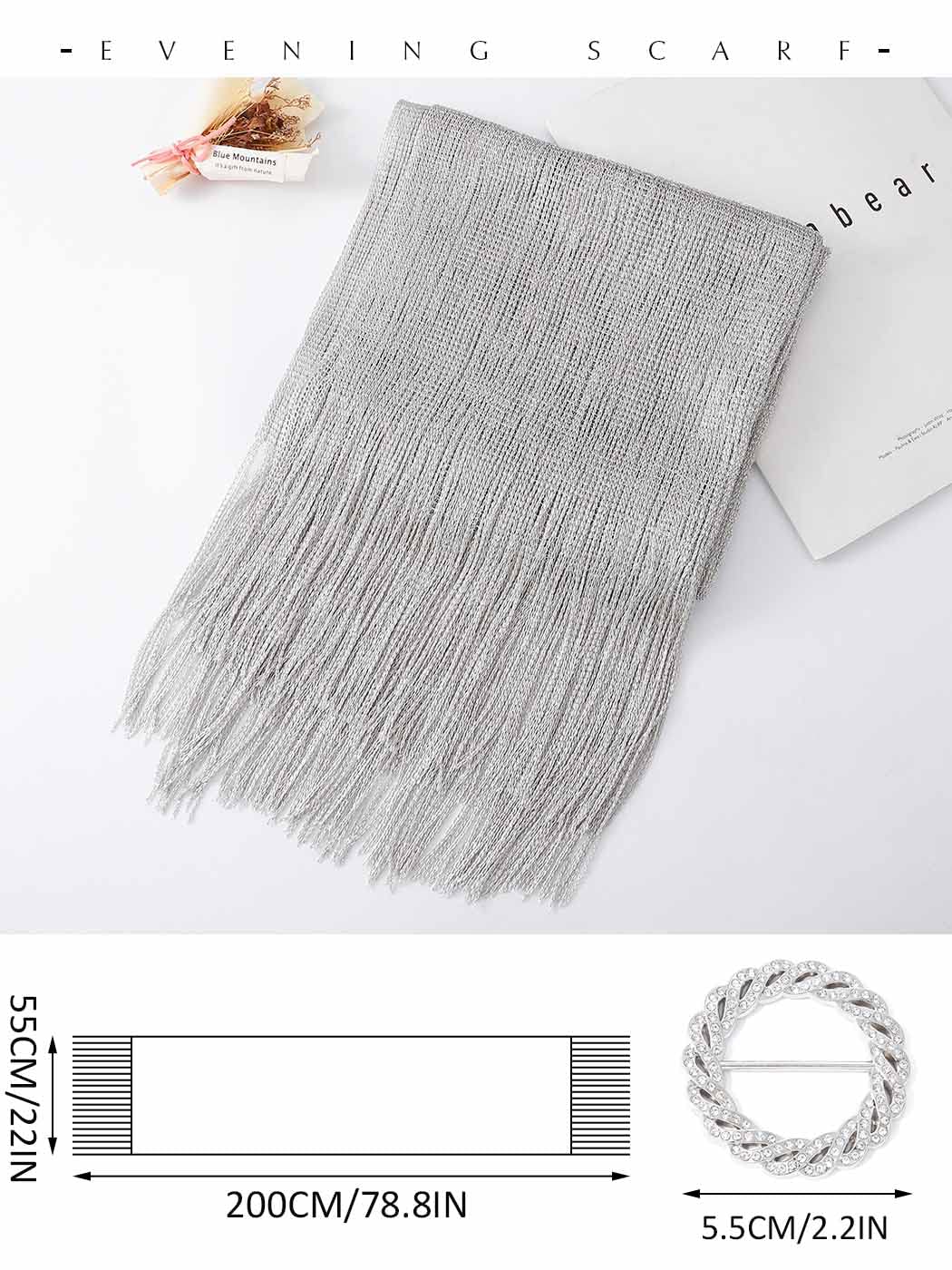 EASEDAILY Women's Shawls and Wraps for Evening Dresses Sparkling Wedding Scarf Fringe Bridal Capelet for Bride and Bridesmaid