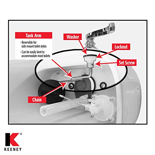 Keeney Manufacturing PP836-70PCPOL Universal Fit Toilet Handle Tank Flush Lever, Decorative Faucet Style for Front, Side, or Angle Mount, 1 set, Porcelain and Chrome