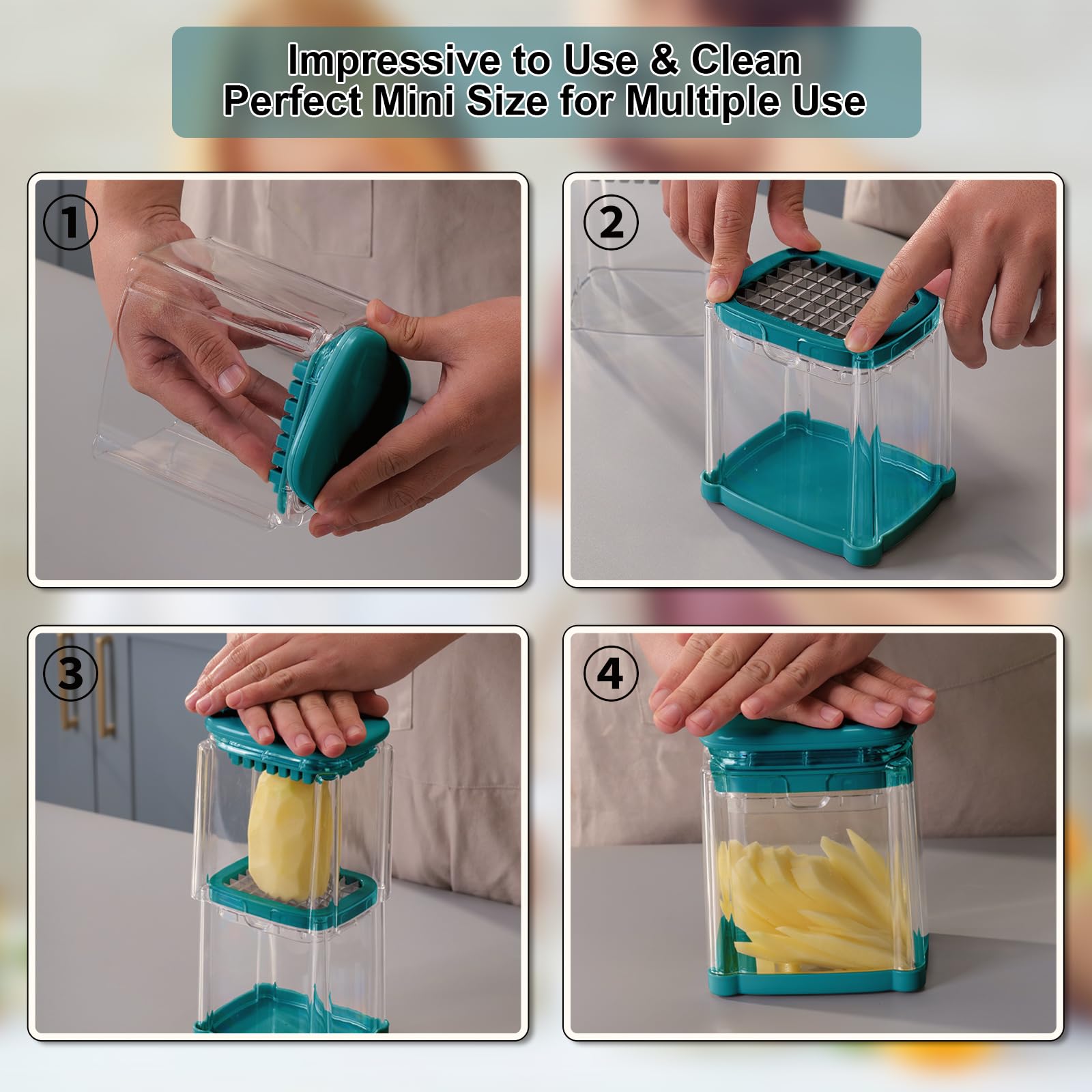 French Fry Cutter, Solucky Potato Onion Cutter, Professional Homestyle Vegetable Chopper Dicer, Great for Potatoes Carrots Cucumbers Zucchini Peppers 3/8 inch Blade(Only 1 Blade)
