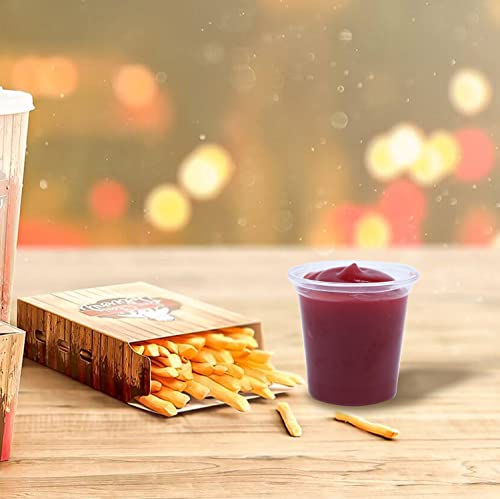 PartyMars 1 oz Plastic Disposable Dipping Sauce Cup With Lids, Mini Plastic Dip Condiment Containers,Souffle Cups,Portion Cups, Jello Shot Cups