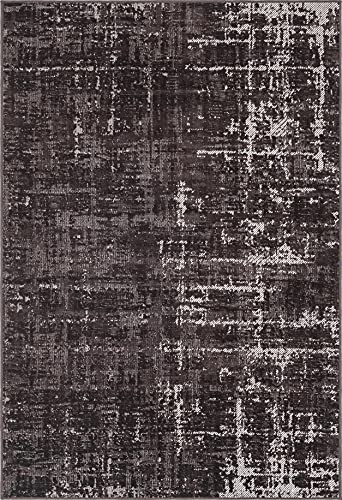 Rugs.com Valencia Collection Area Rug – 4' x 6' Charcoal Low Rug Perfect for Entryways, Kitchens, Breakfast Nooks, Accent Pieces