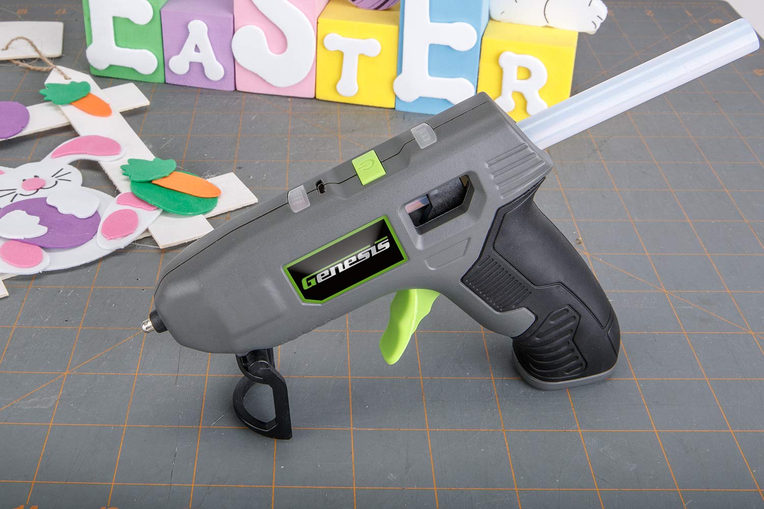 Genesis GLGG04V2 Cordless Rechargeable Hot Glue Gun, Fast Preheating with USB Charge Cable, Stand, and Glue Sticks