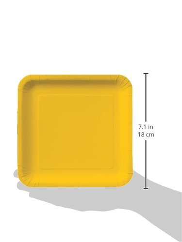 Creative Converting Touch of Color 18 Count Square Paper Lunch Plates, School Bus Yellow , 7.25" -