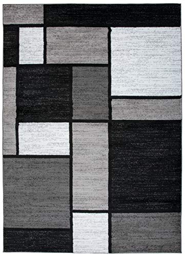 Rugshop Contemporary Modern Boxes for Home Office,Living Room,Bedroom,Kitchen Non-Shedding Area Rug 7' 10" X 10' 2" Gray