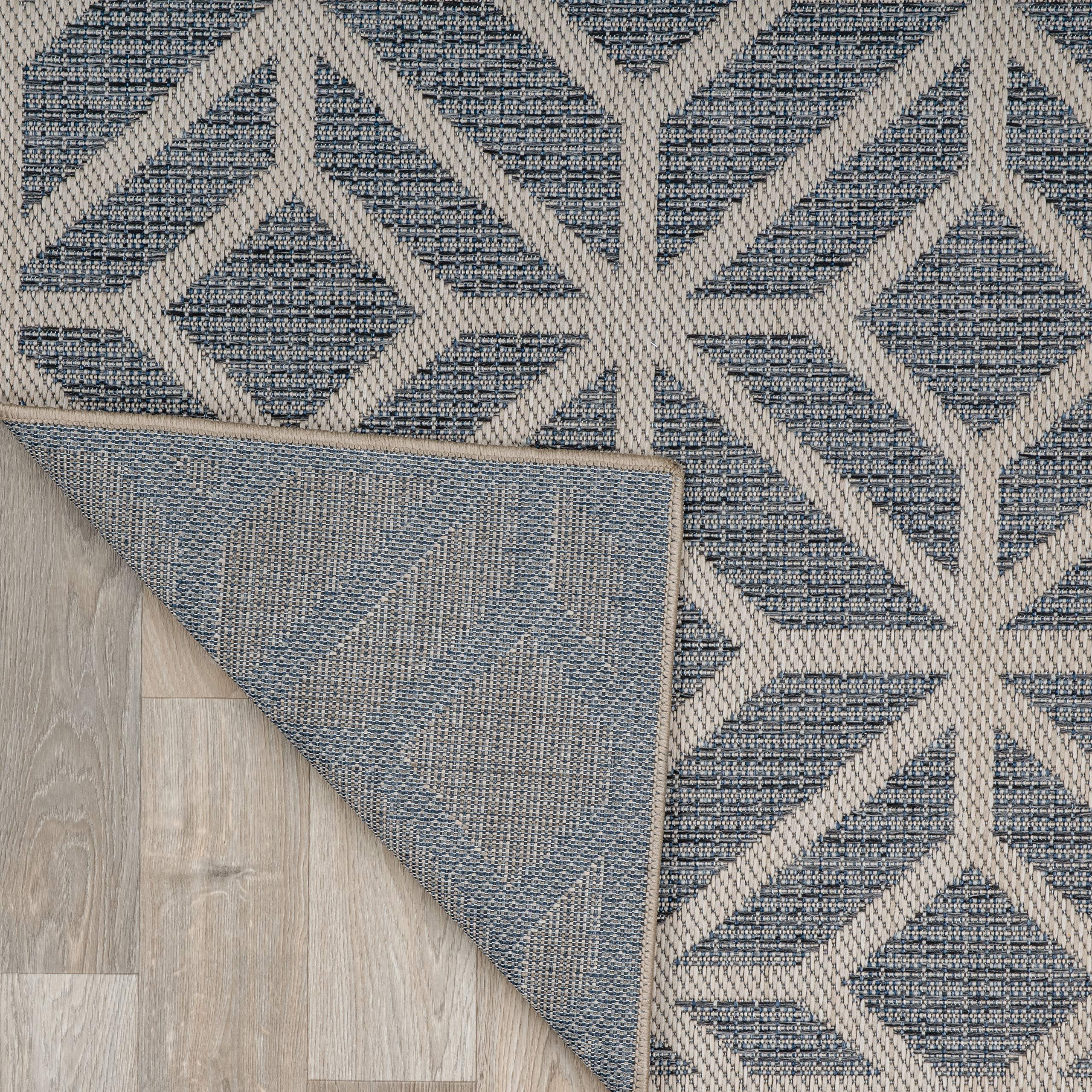 Rugshop Contemporary Geometric Rug for Patio, Dec, Balcony, Indoor/Outdoor Area Rug 7'10" x 10' Blue