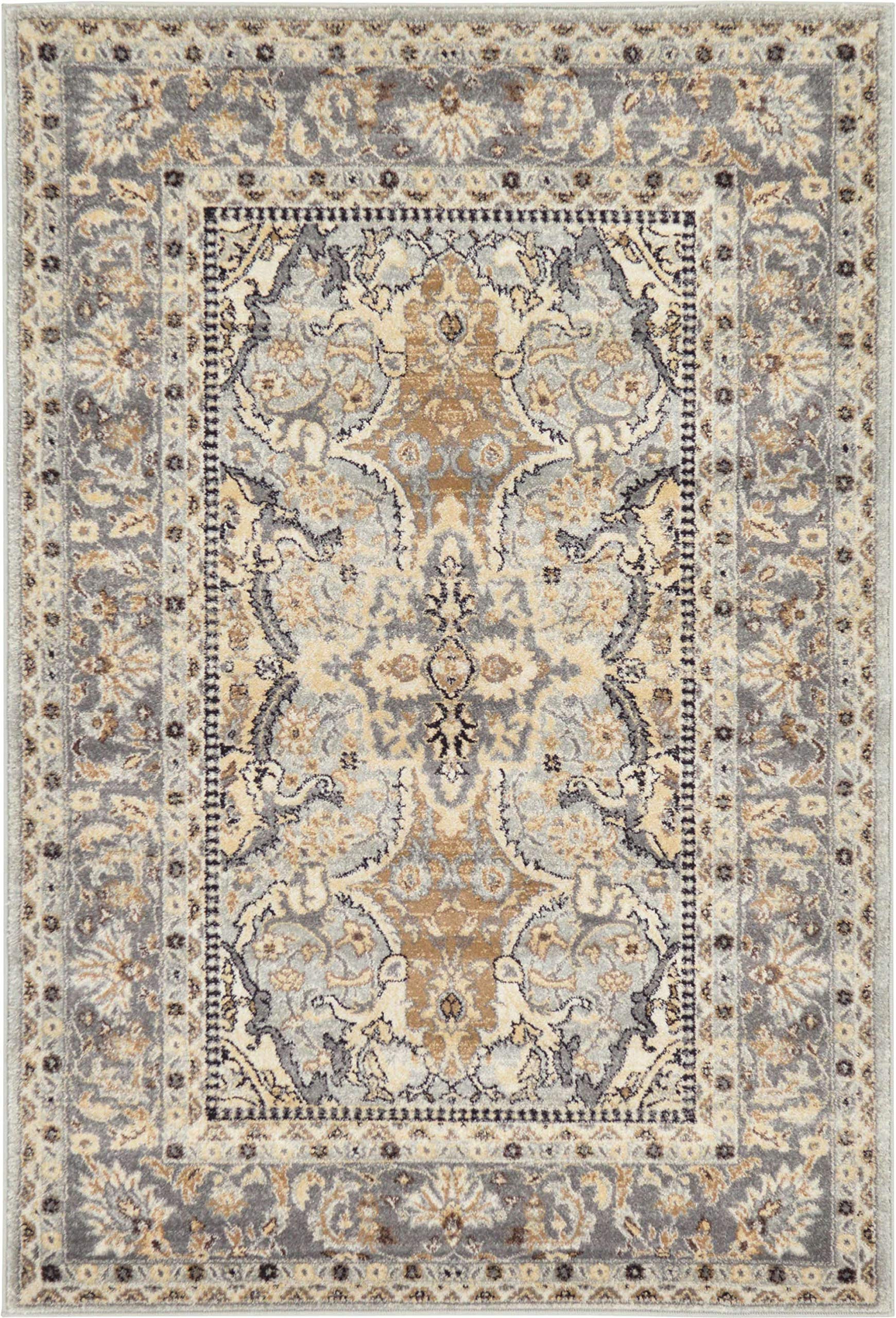 Unique Loom Tradition Collection Classic Southwestern Casual Design Area Rug (4' 0 x 6' 0 Rectangular, Gray/ Ivory)