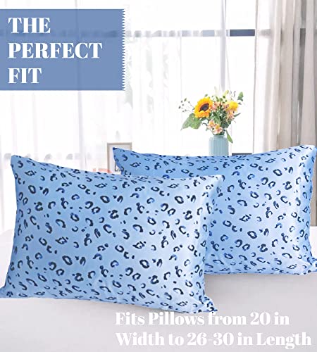 Satin Silk Pillowcase for Hair & Skin, Cooling Pillow case Wrinkle Free, Leopard Silky Satin Pillow Case Cover Queen Size Set of 2, Vegan Silk Satin Pillowcase with Envelope Closure 20x30 inches